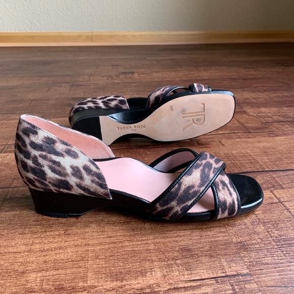 Taryn Rose | Shoes | Taryn Ross Leopard Print M Opentoe Wedge Sandals ...